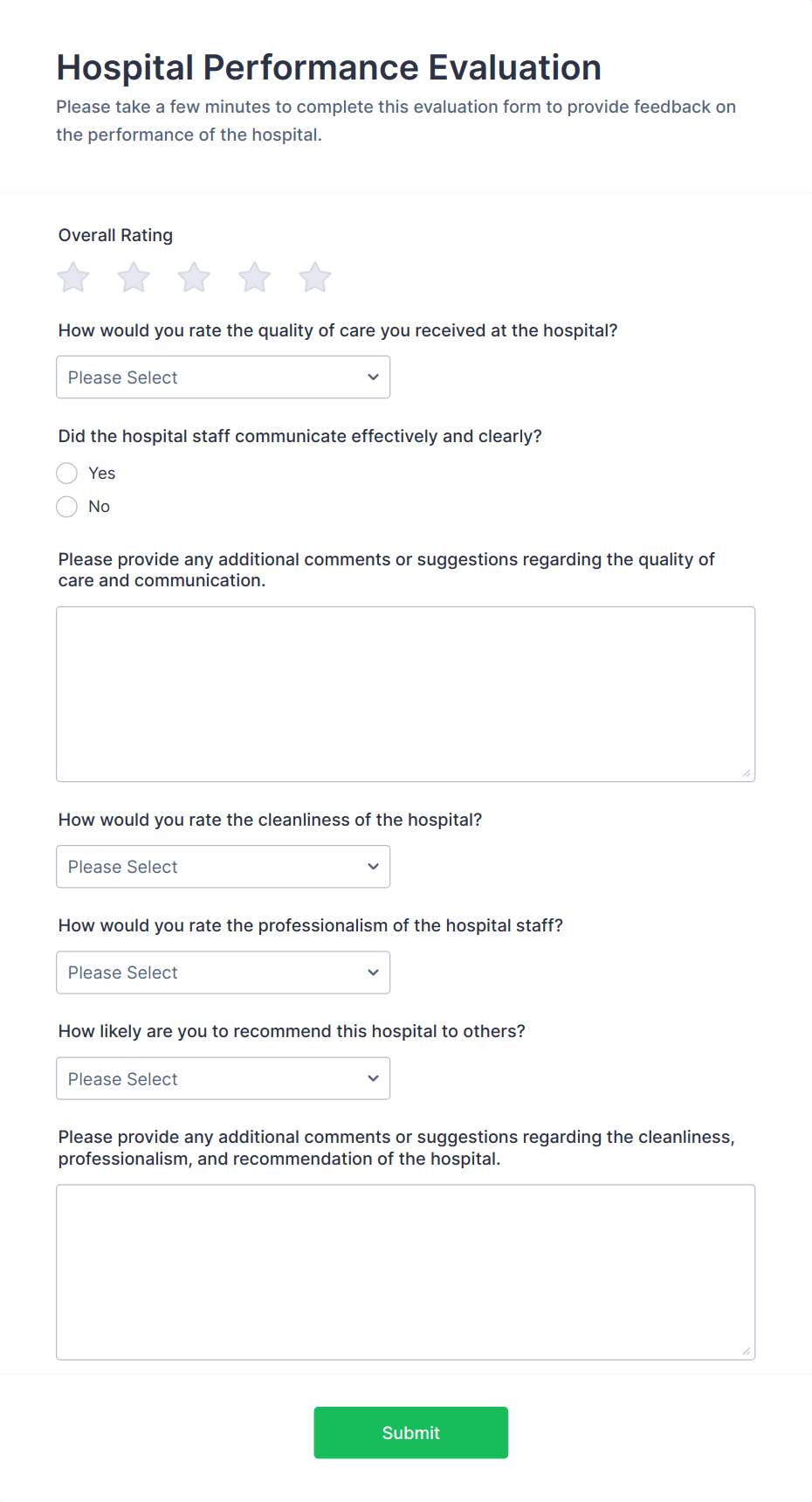 Hospital Performance Evaluation Form Template | Jotform