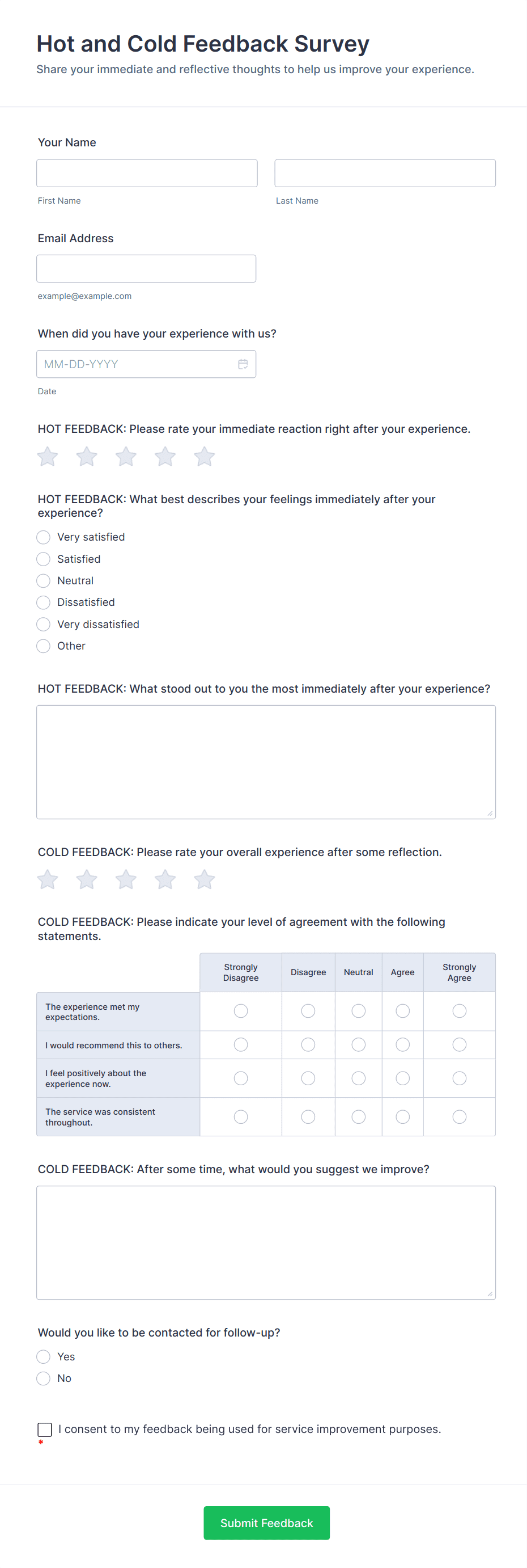 Hot and Cold Feedback Survey Form Template | Jotform