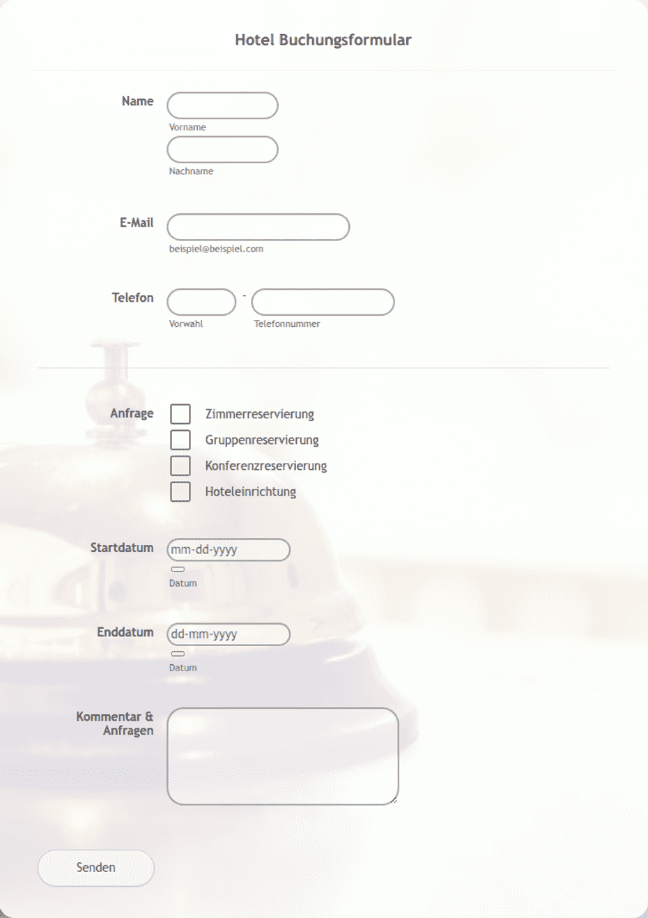 Hotel Buchungsformular Formularvorlage | Jotform