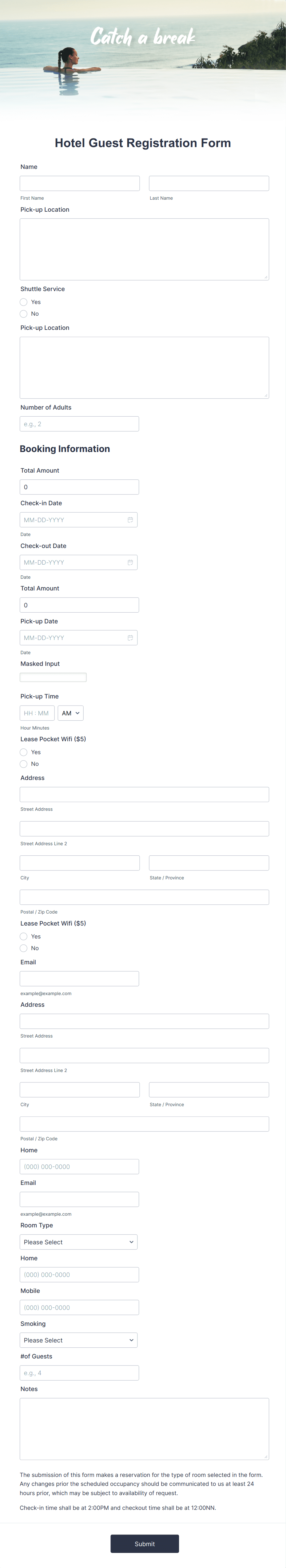 Hotel Guest Registration Form Template | Jotform