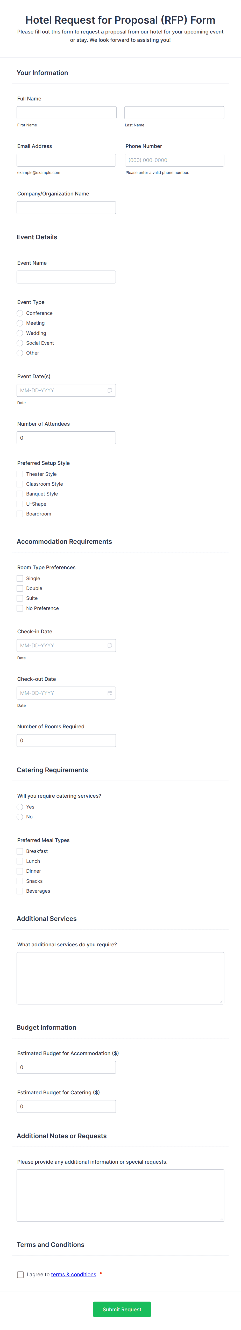 Hotel RFP Form Template | Jotform