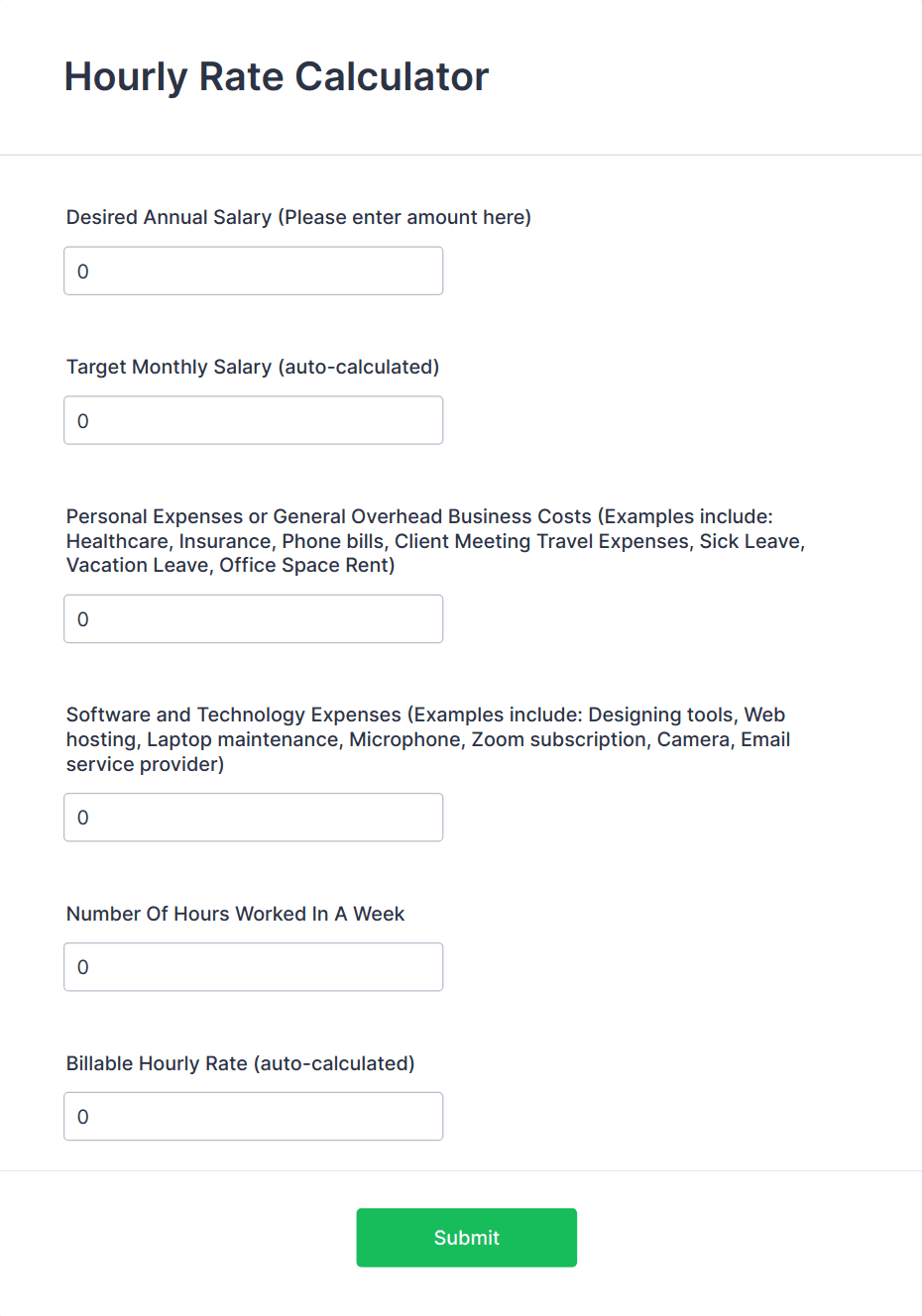 Hourly Rate Calculator Form Template | Jotform