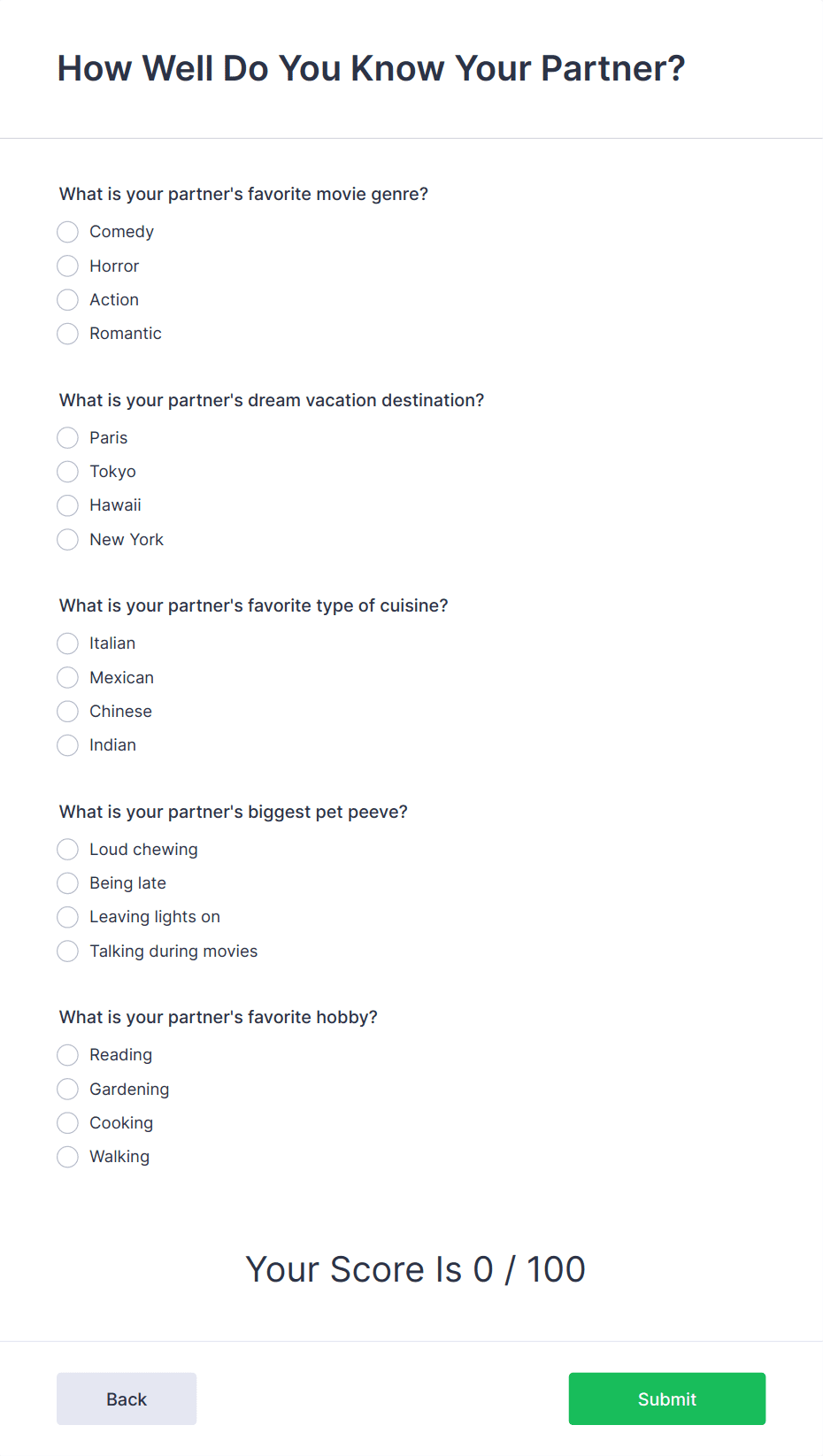 How Well Do You Know Your Partner Quiz Form Template | Jotform
