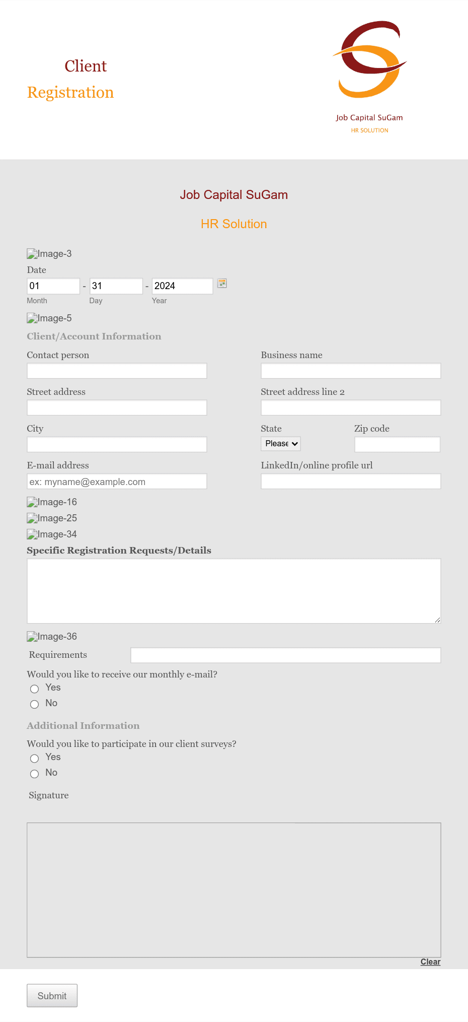 HR Client Registration Form Template | Jotform