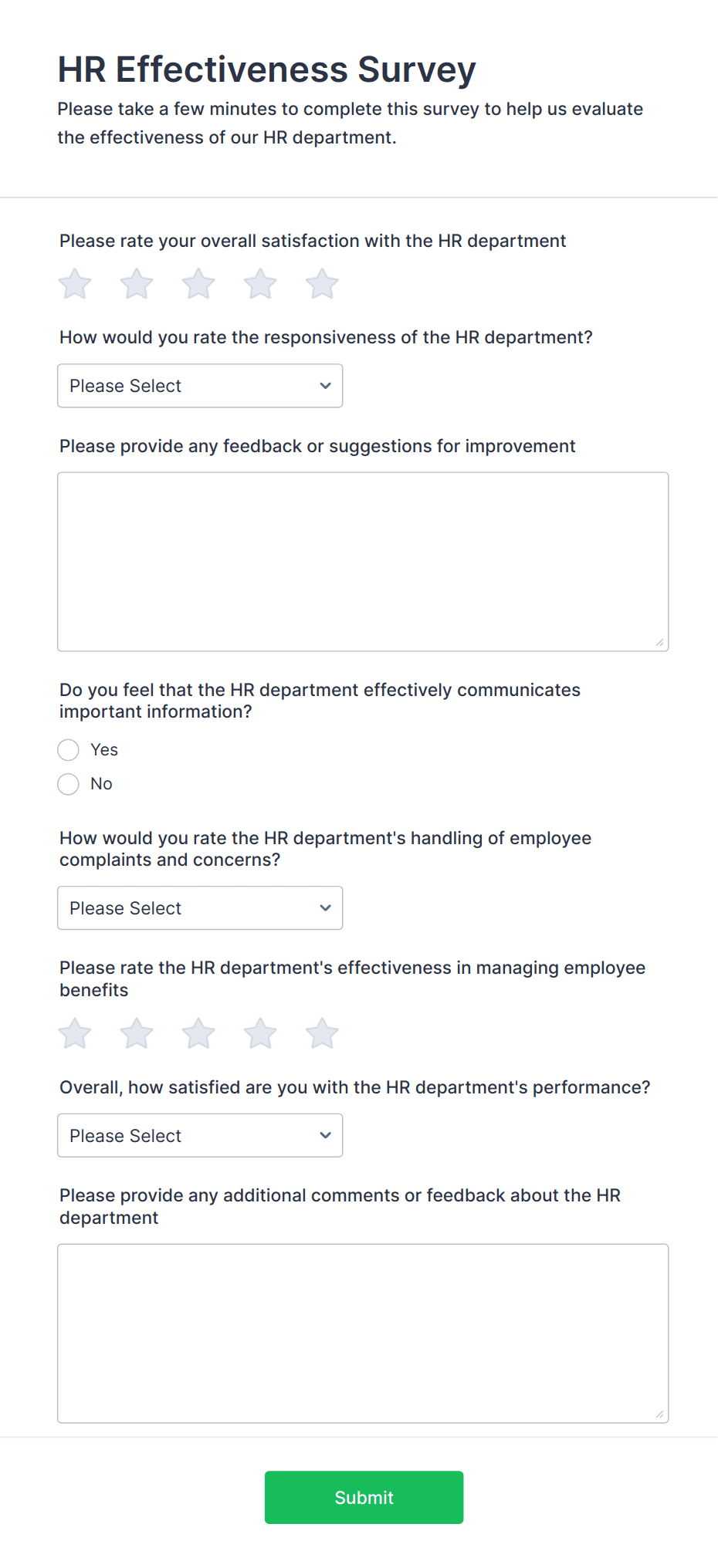 HR Effectiveness Survey Form Template | Jotform