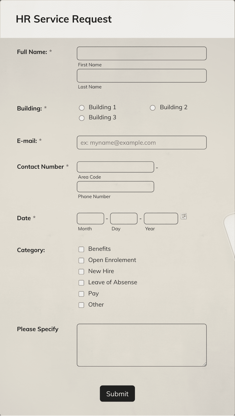 HR Service Request Form Template | Jotform