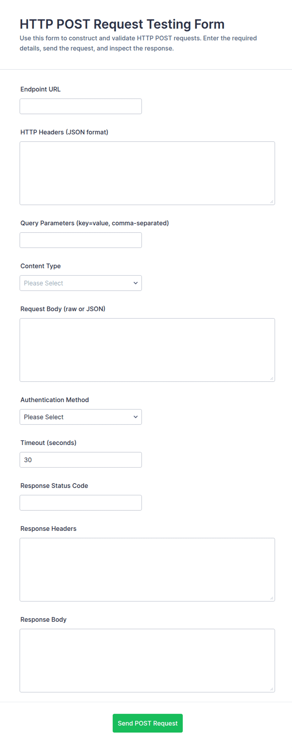 HTTP POST Request Testing Form Template | Jotform