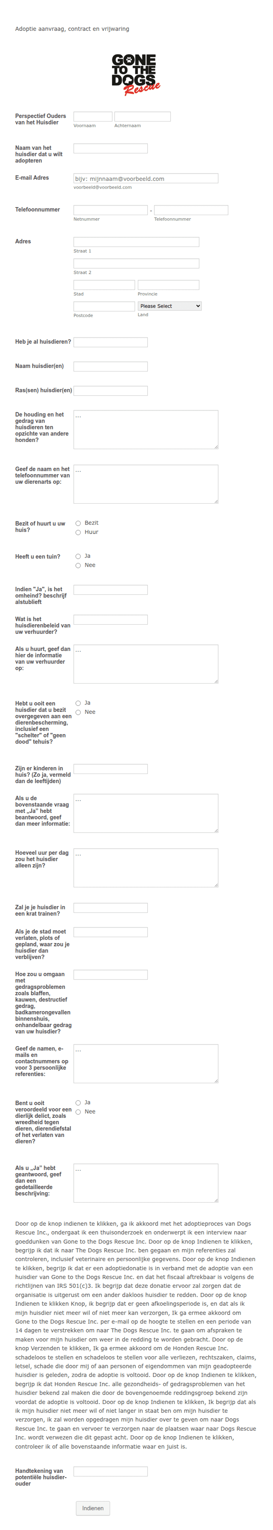 Huisdier Adoptie Aanvraagformulier Formulier Sjabloon | Jotform