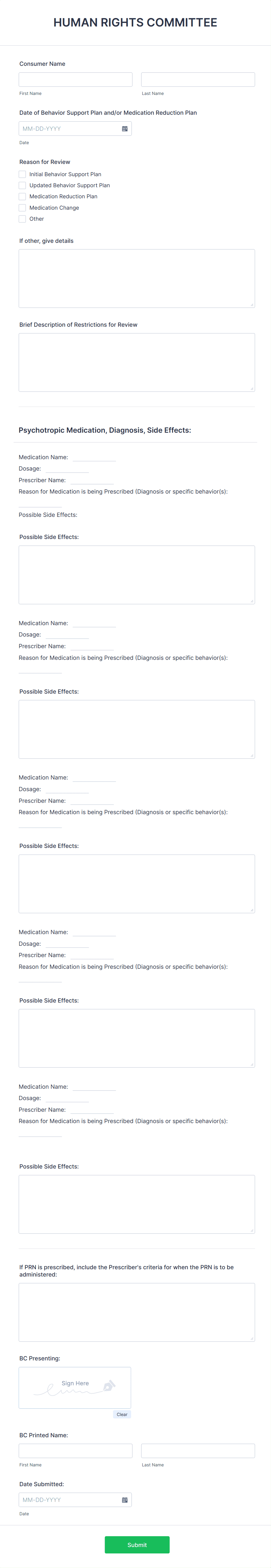 Human Rights Committee Form Template | Jotform