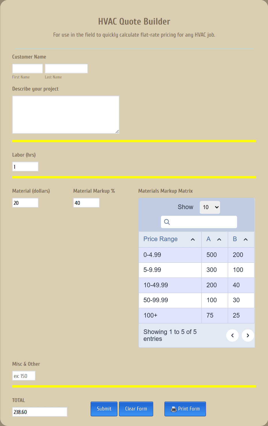 HVAC Quote Builder Form Template | Jotform