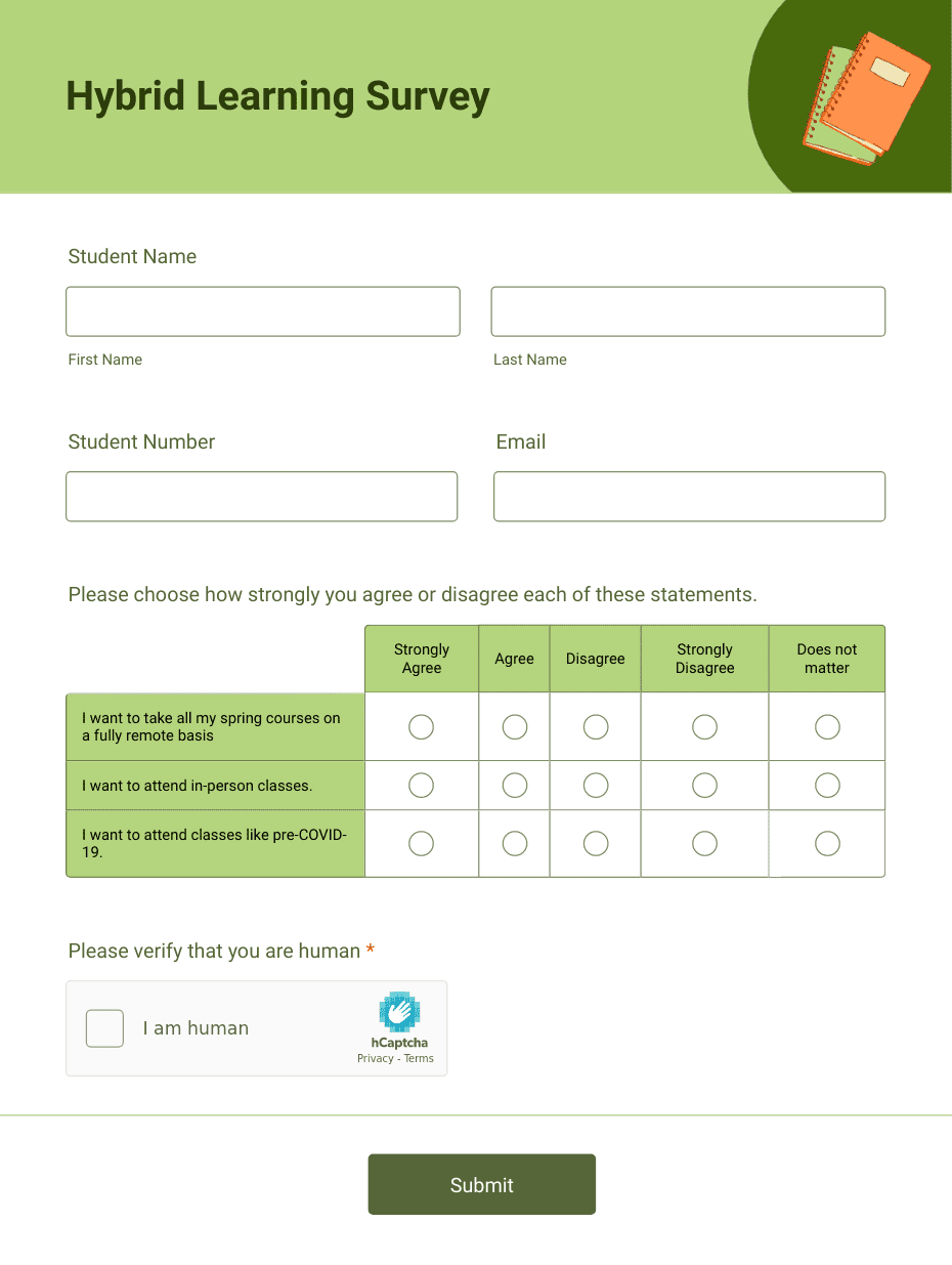 Hybrid Learning Survey Form Template | Jotform