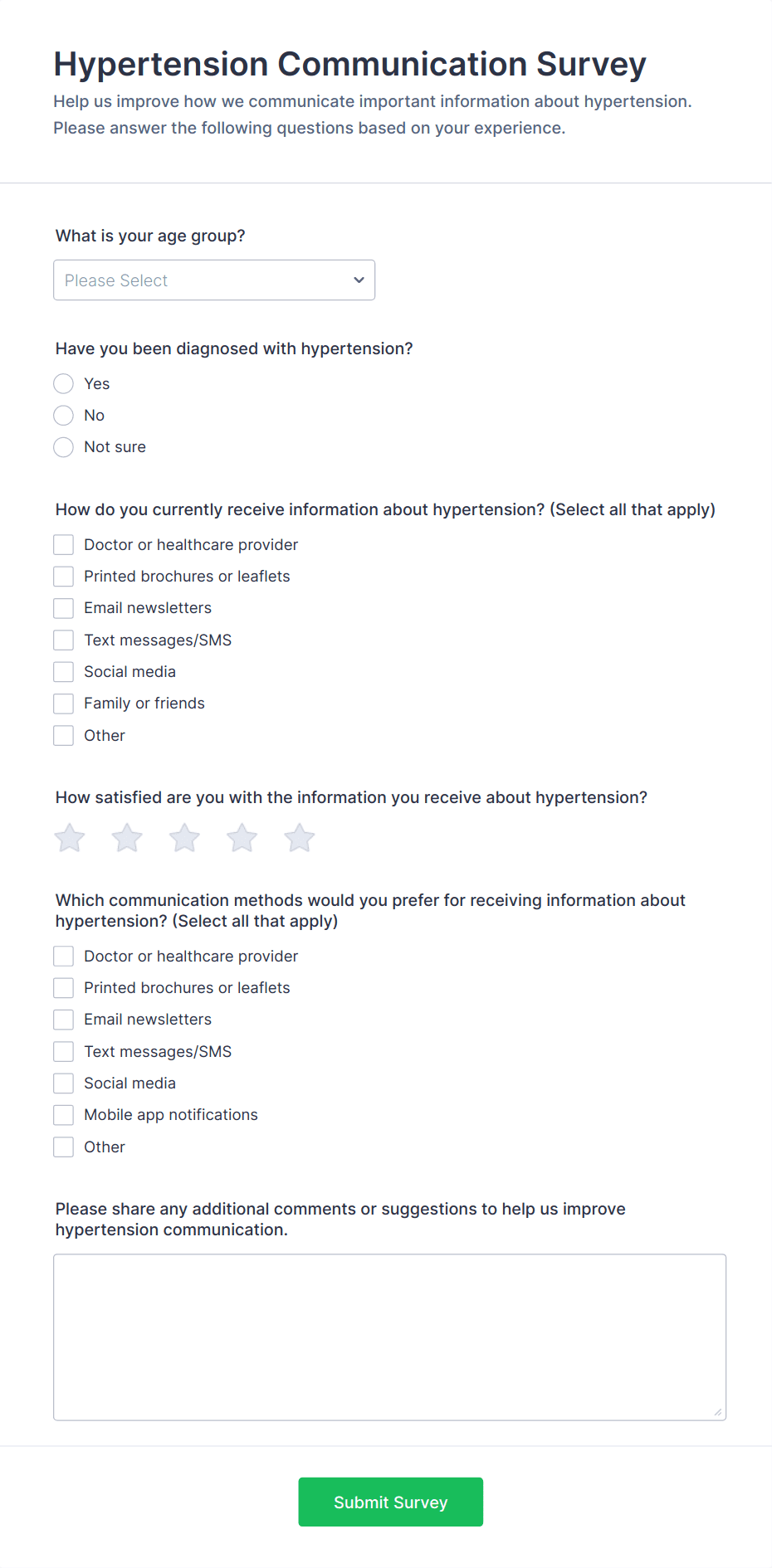 Hypertension Communication Survey Form Template | Jotform