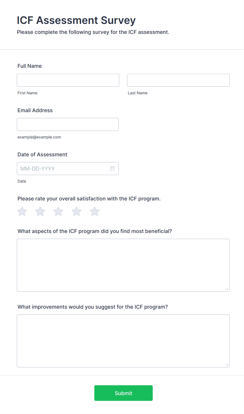ICF Assessment Survey Form Template | Jotform