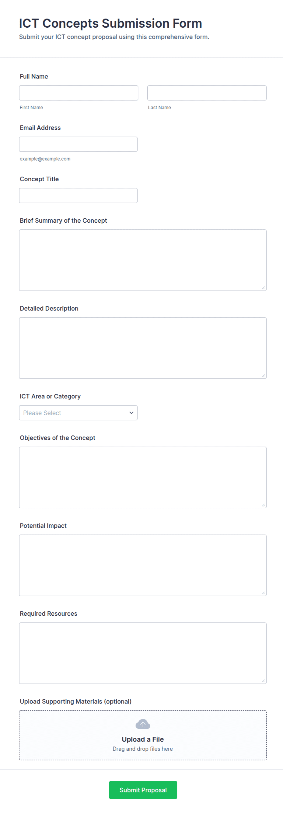 ICT Concepts Submission Form Template | Jotform