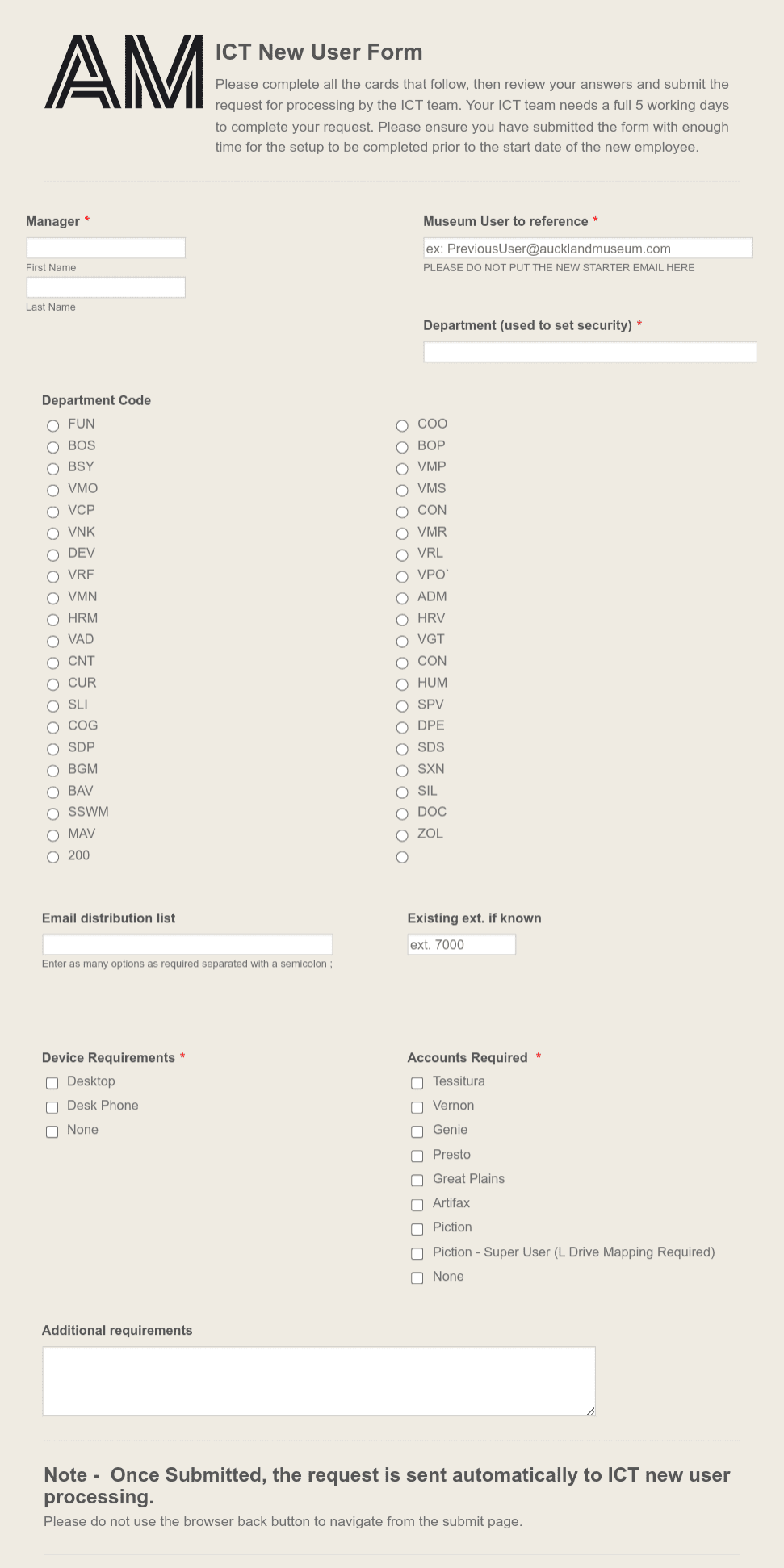 ICT New User Form Template | Jotform