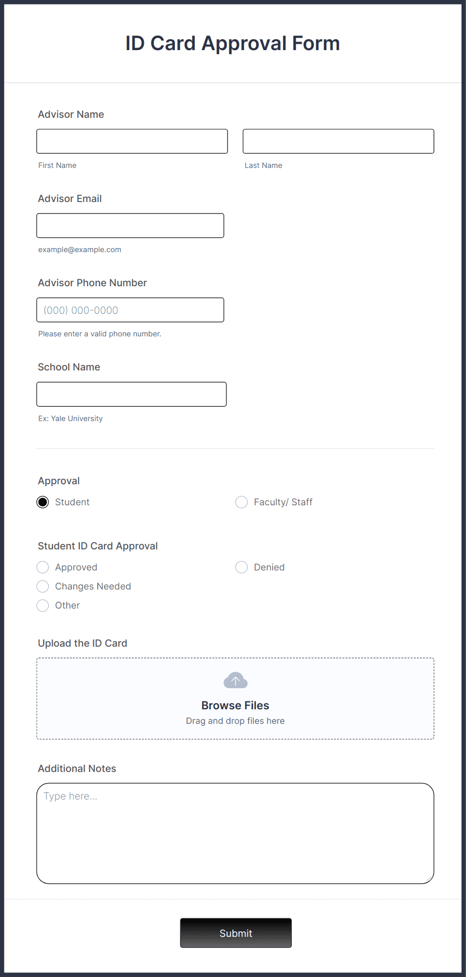 ID Card Approval Form Template | Jotform