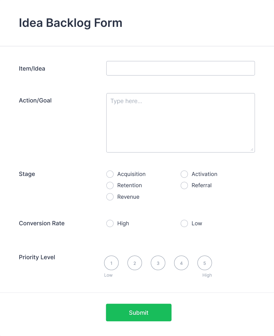 Idea Backlog Form Template | Jotform