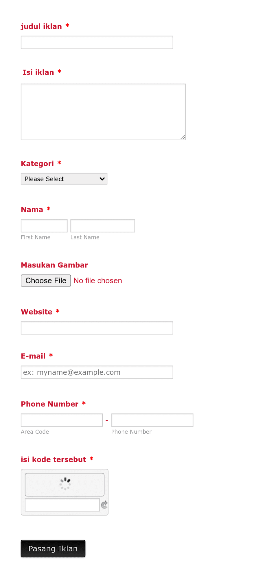 Advertising Form in Indonesian Template Formulir | Jotform