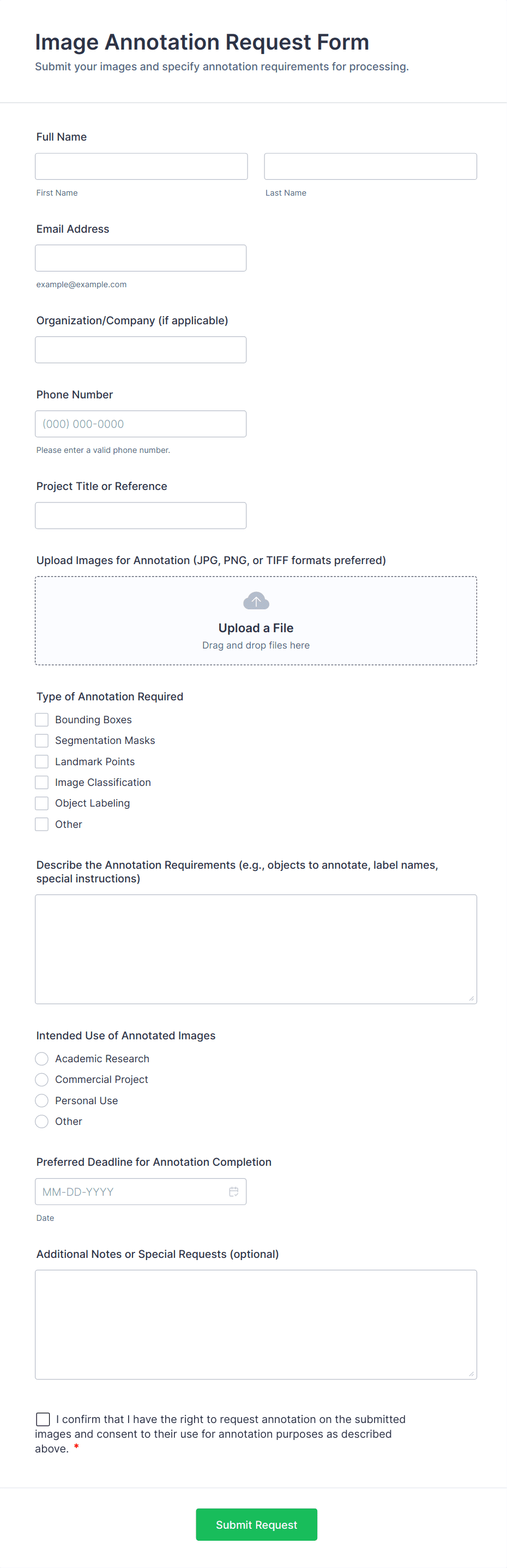 Image Annotation Request Form | Jotform