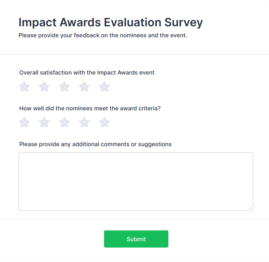 Impact Awards Evaluation Survey Form Template | Jotform