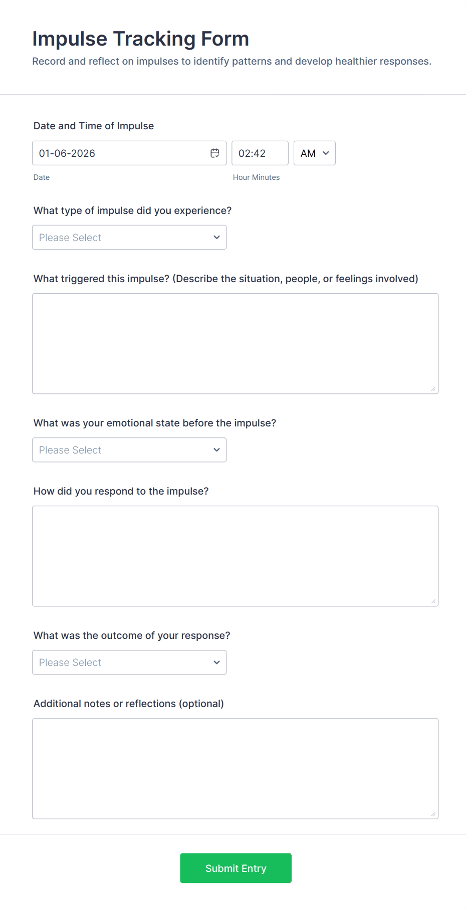 Impulse Tracking Form Template | Jotform