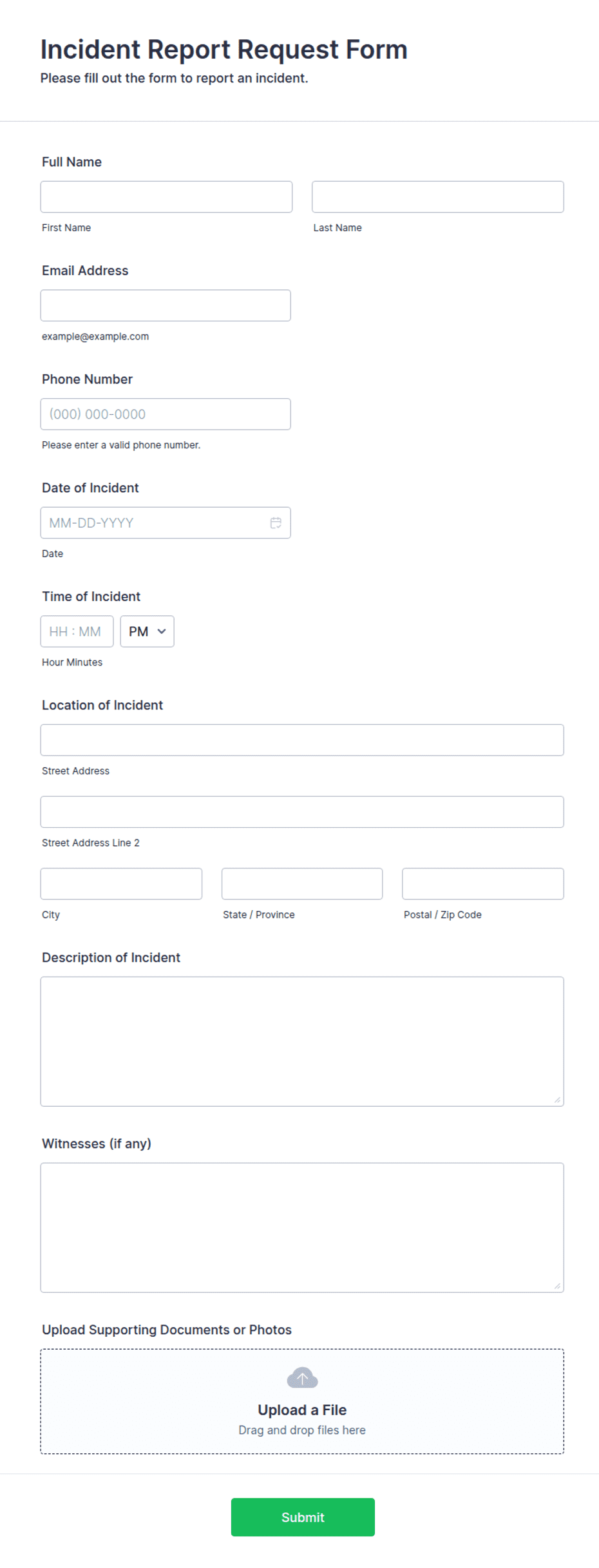 Incident Report Request Form Template | Jotform