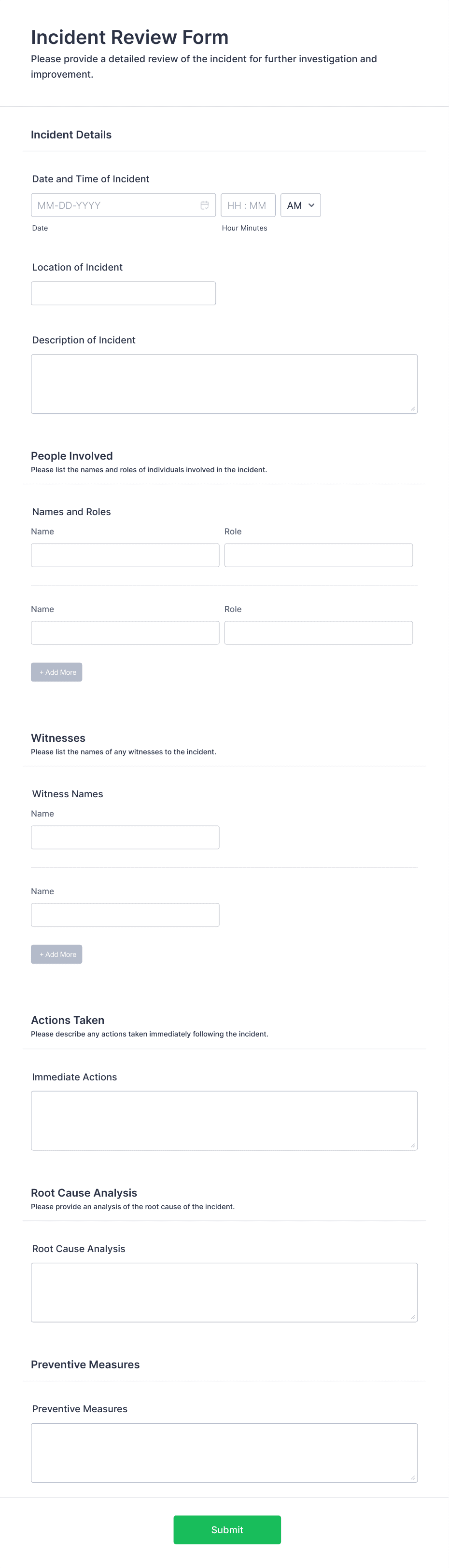 Incident Review Form Template | Jotform