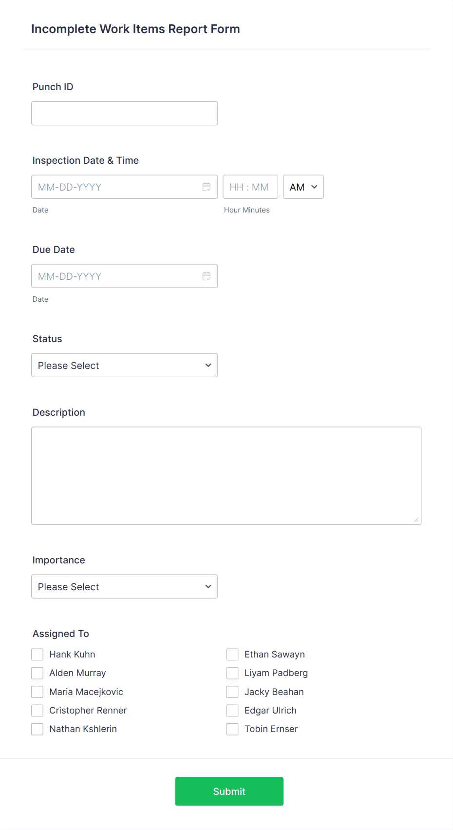 Incomplete Work Items Report Form Template | Jotform