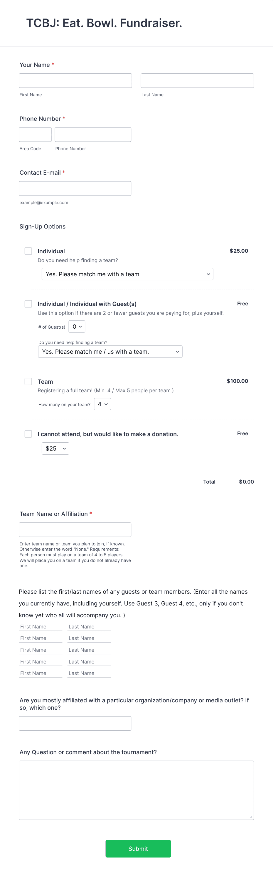Individual and Team Event Registration Form Template | Jotform