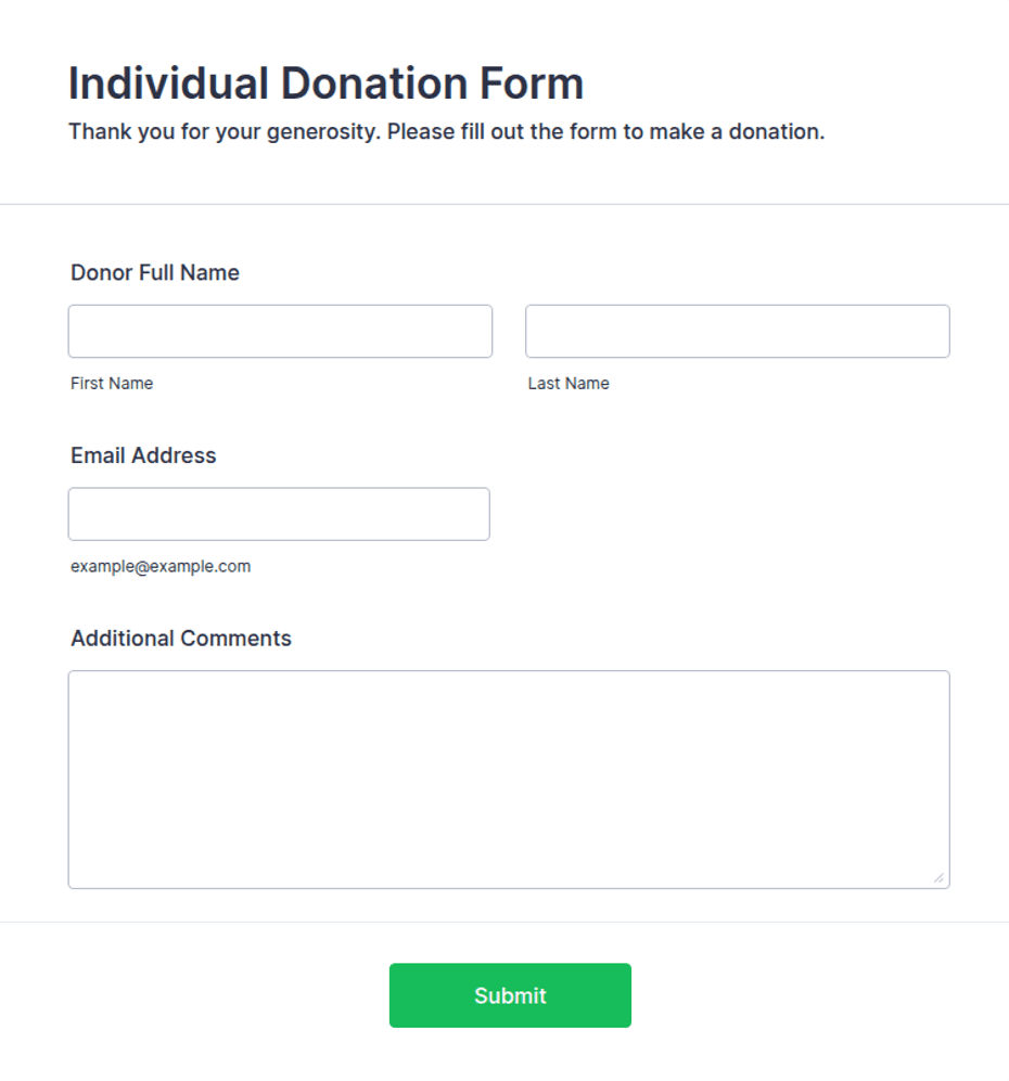 Individual Donation Form Template | Jotform