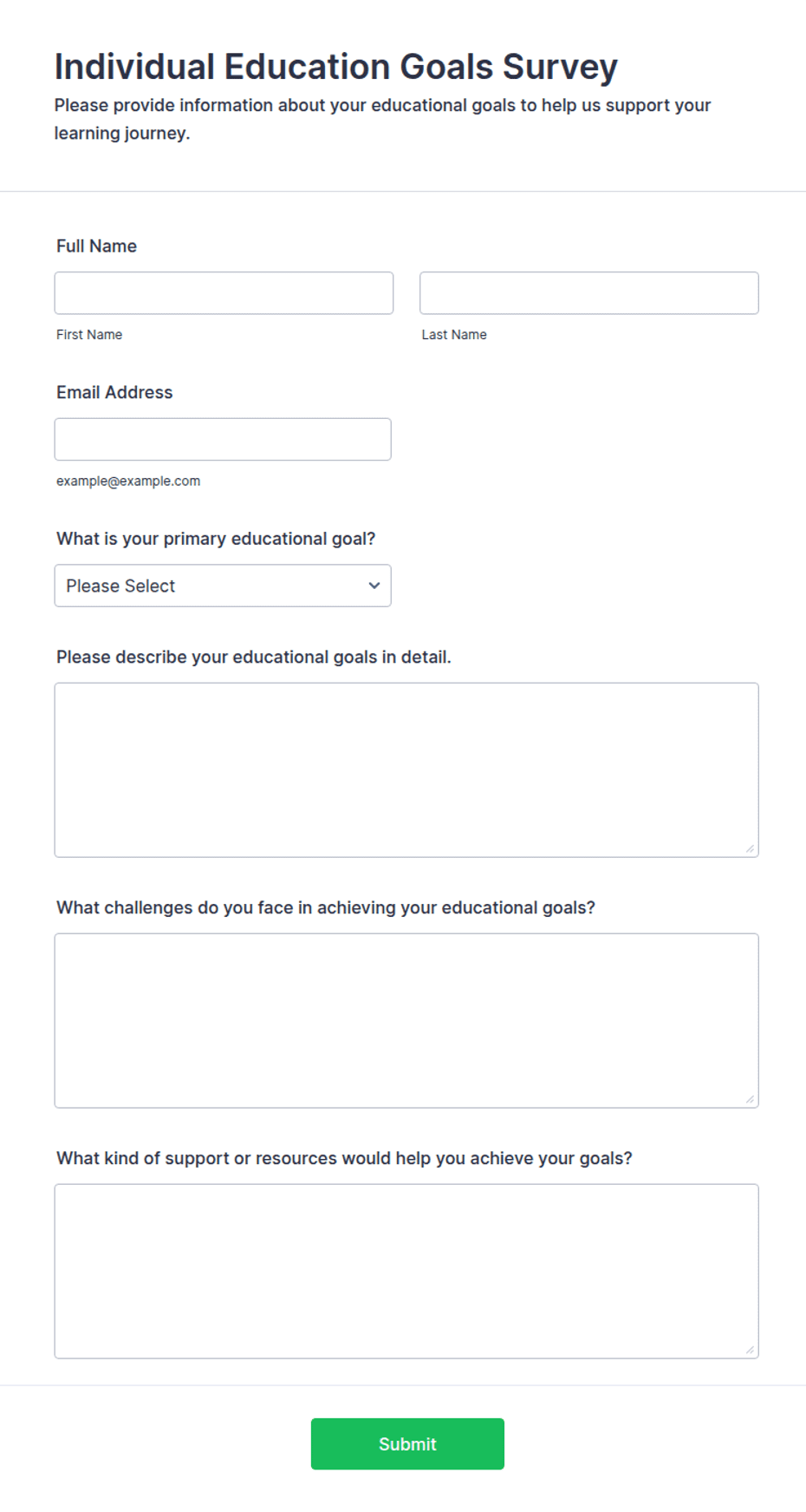 Individual Education Goals Survey Form Template | Jotform