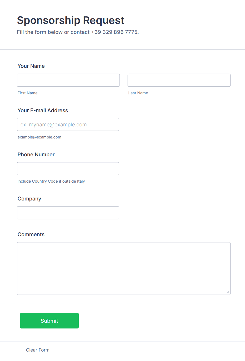 Individual Sponsorship Request Form Template | Jotform