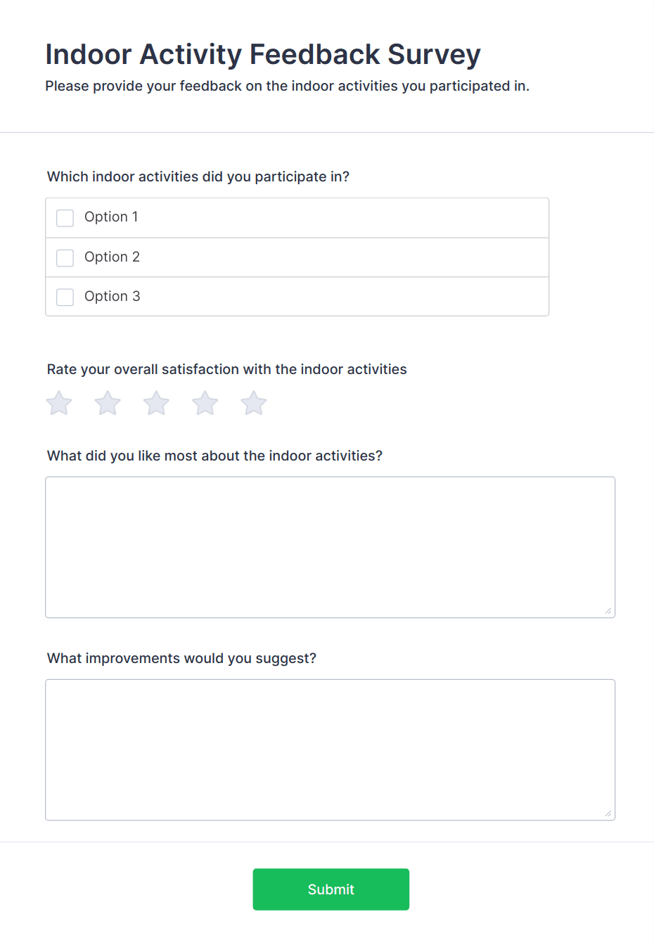 Indoor Activity Feedback Survey Form Template | Jotform