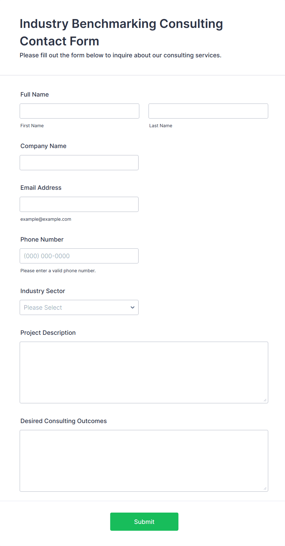 Industry Benchmarking Consulting Contact Form Template | Jotform
