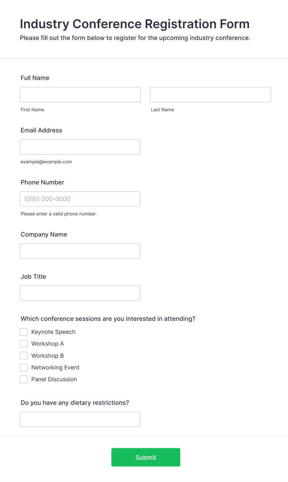 Industry Conference Registration Form Template | Jotform