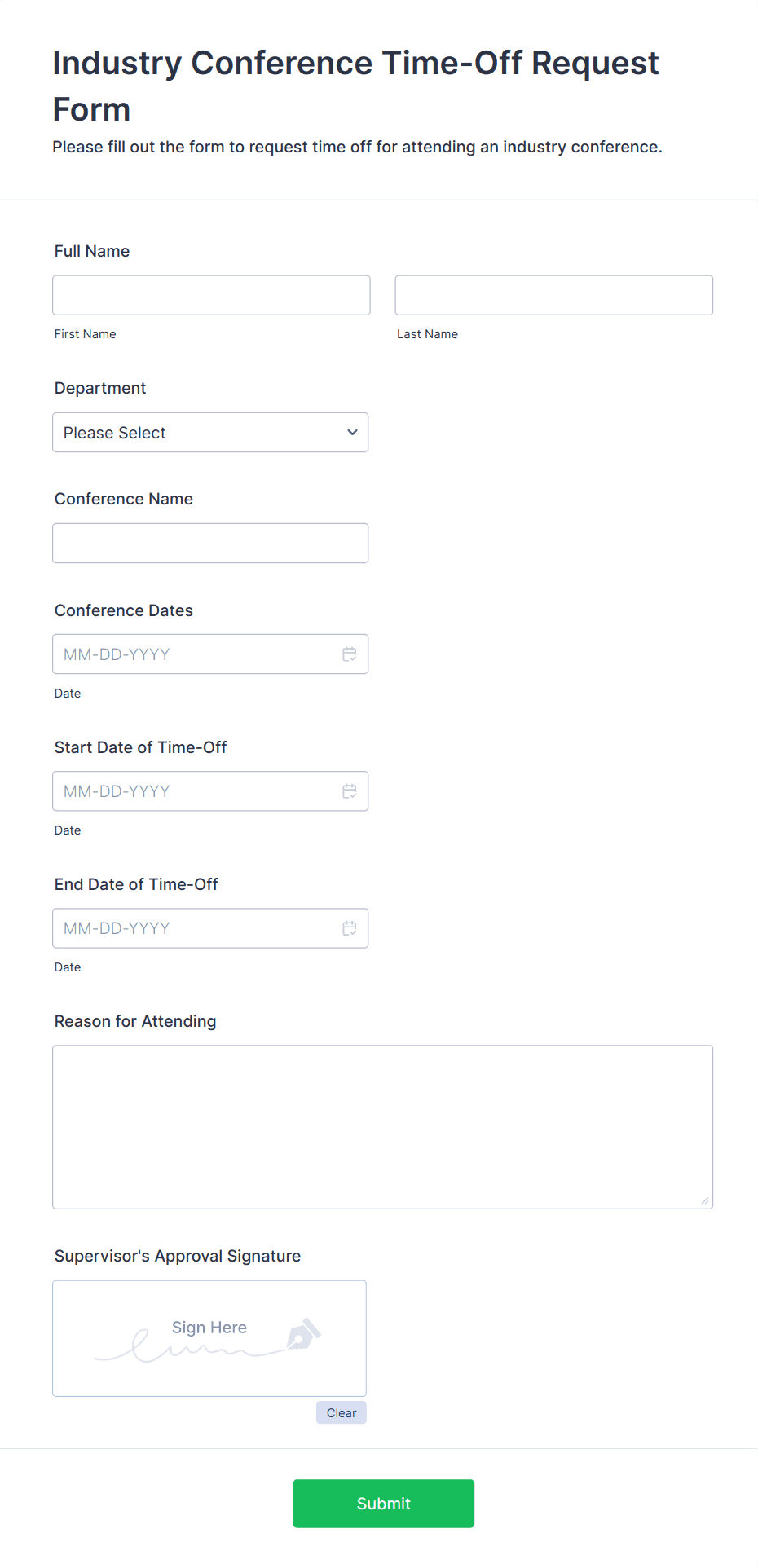 Industry Conference Time-Off Form Template | Jotform