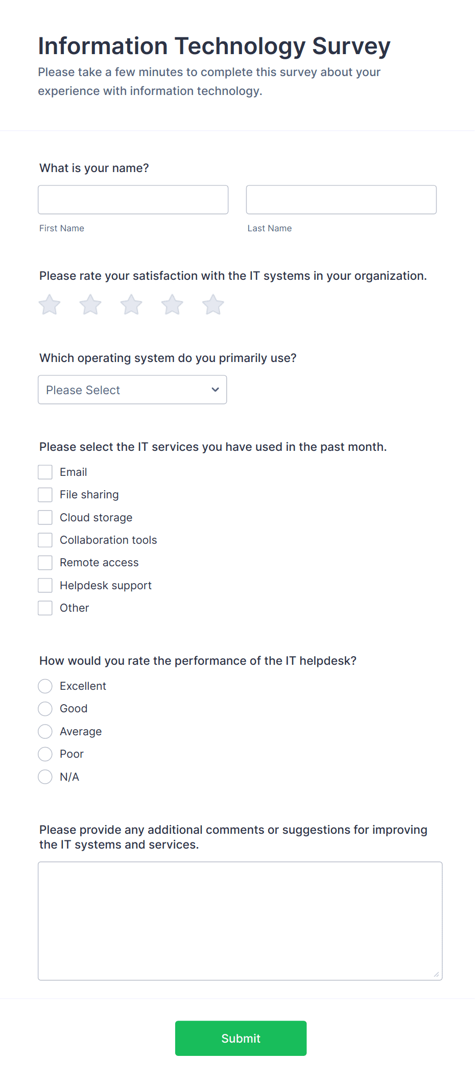 Information Technology Survey Form Template | Jotform