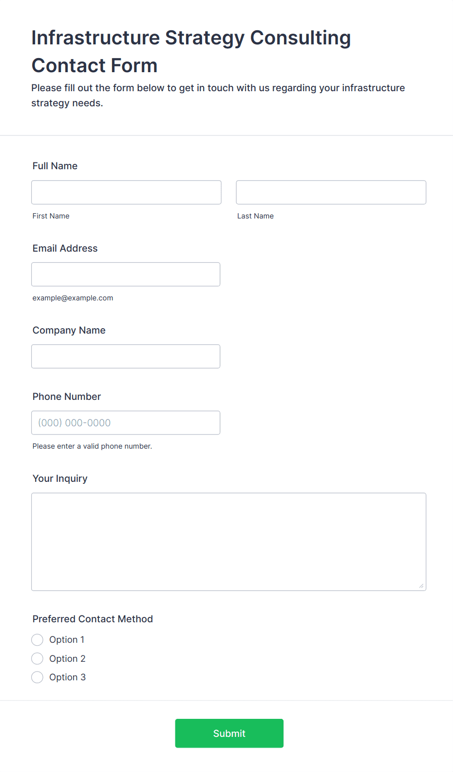 Infrastructure Strategy Consulting Contact Form Template | Jotform