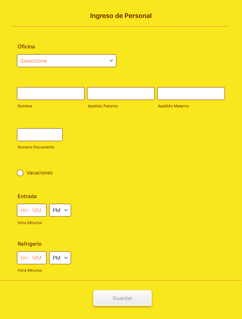 Ingreso de Personal Plantilla de formulario | Jotform