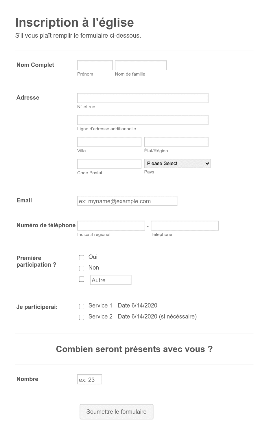 Inscription à l'église C-19 Modèle du formulaire | Jotform