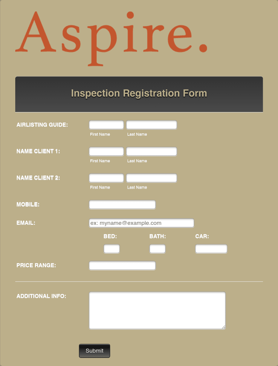 Inspection Registration Form Template | Jotform