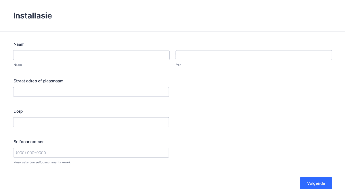 Installasie Form Template | Jotform