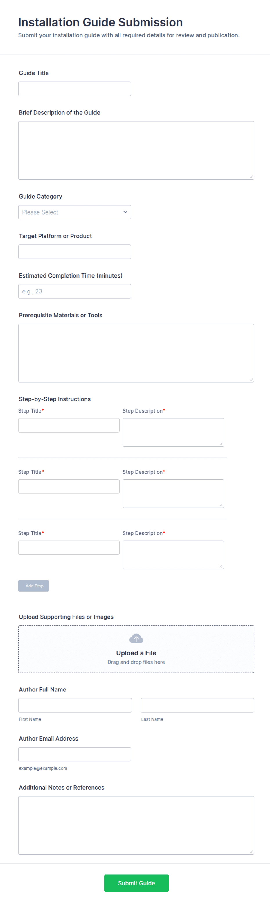 Installation Guide Submission Form Template | Jotform