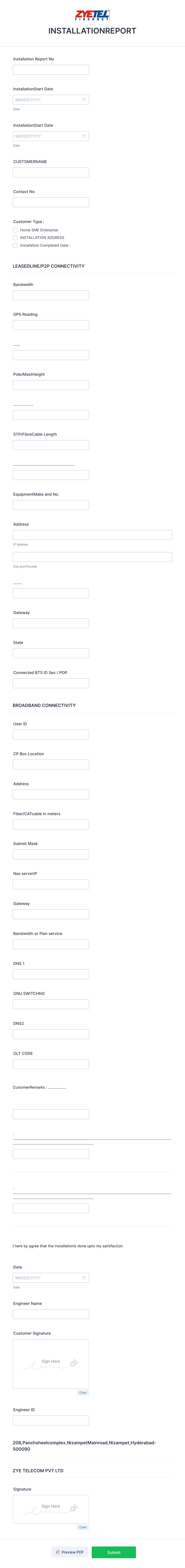 Installationreport Form Template | Jotform