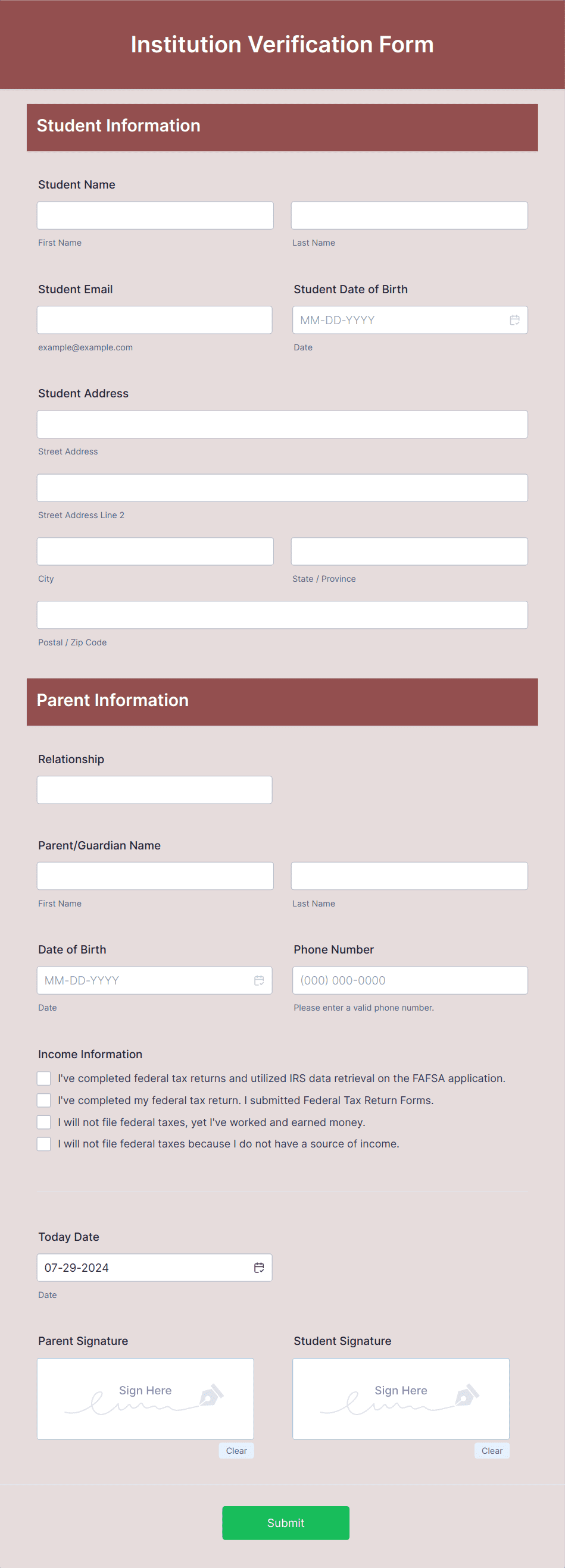 Institution Verification Form Template | Jotform