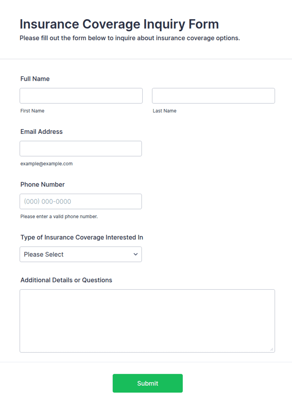 Insurance Coverage Inquiry Form Template | Jotform