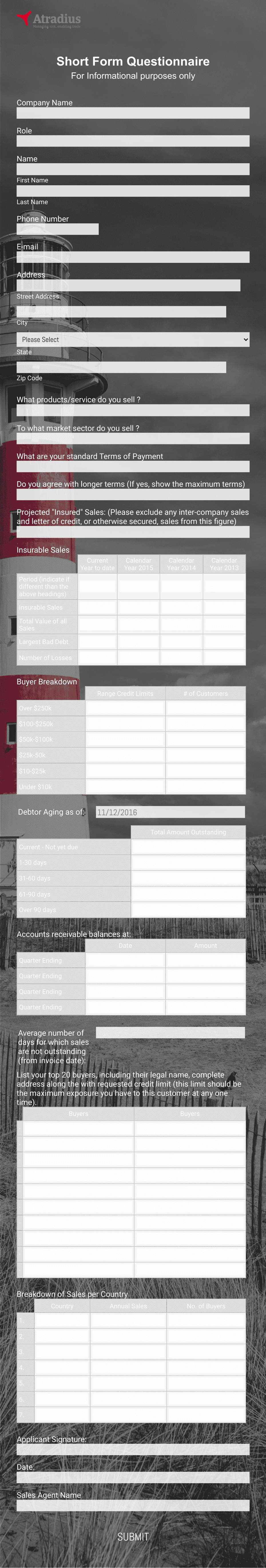 Insurance Form Questionnaire Form Template | Jotform