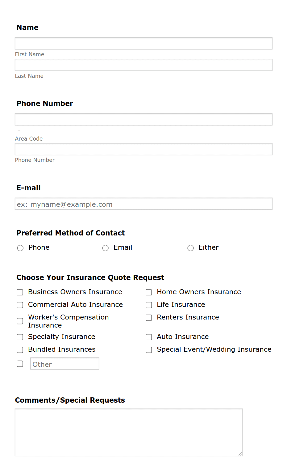 Insurance Quote Request Form Template | Jotform