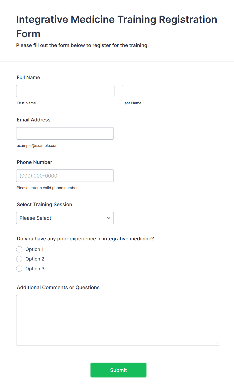 Integrative Medicine Training Registration Form Template | Jotform