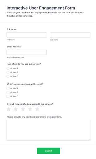 Interactive User Engagement Form Template | Jotform